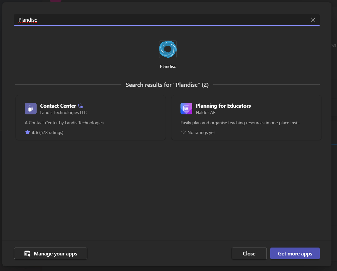 Plandisc Microsoft Teams app – Plandisc