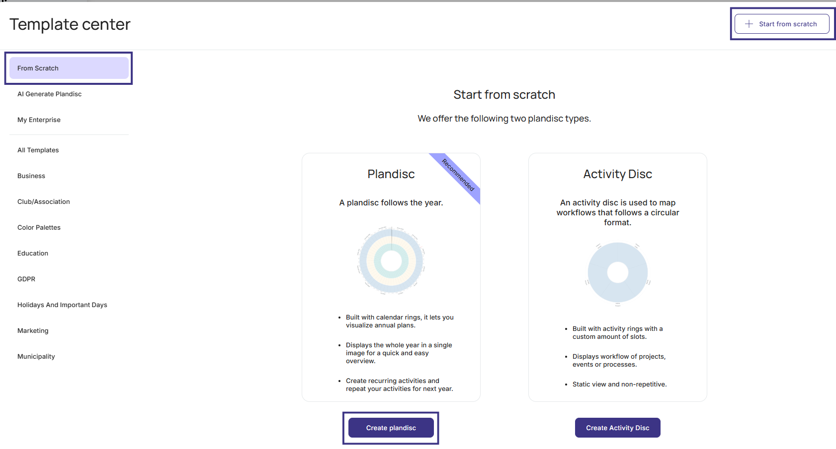 Create a circular calendar and choose the basic settings – Plandisc ...