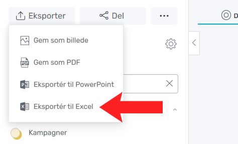 Eksportér til Excel – Plandisc